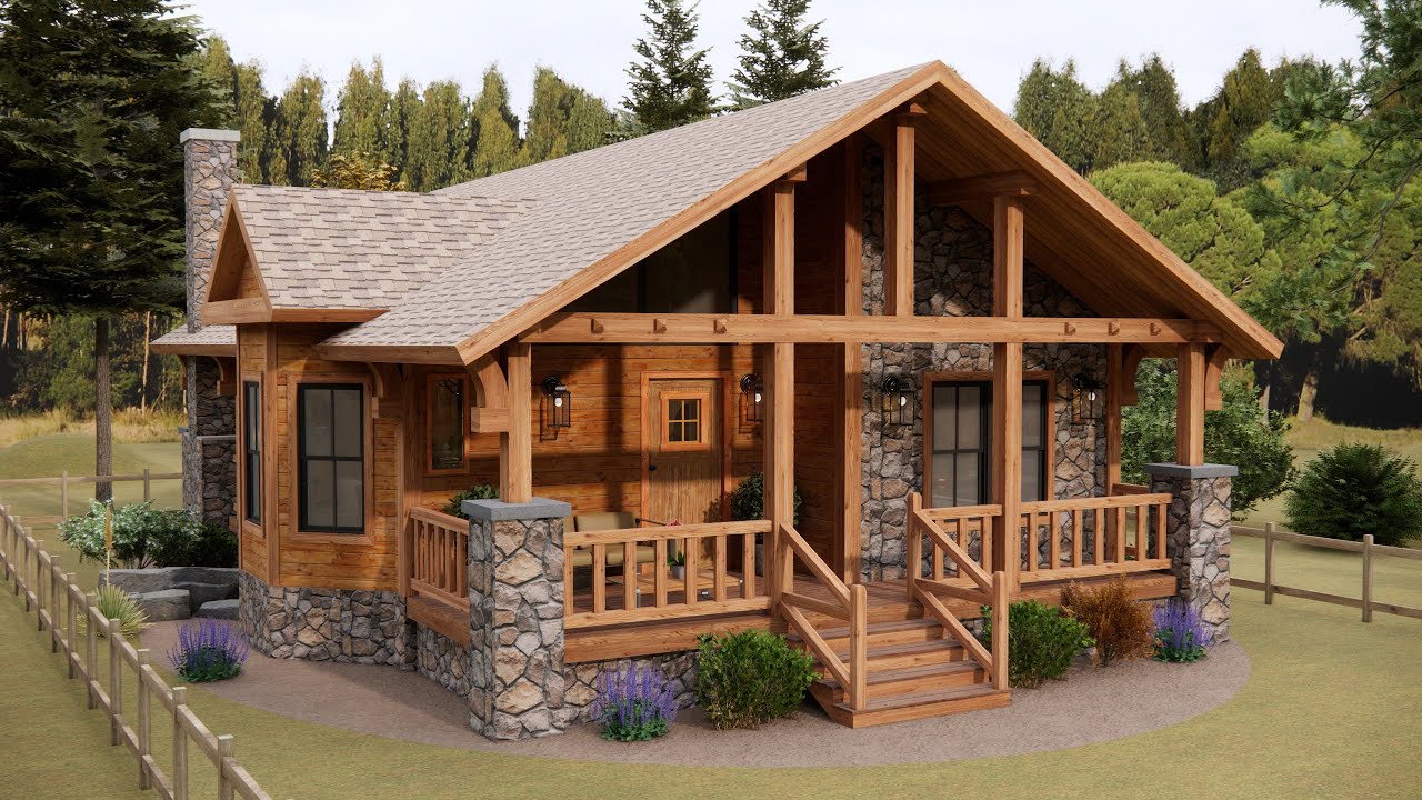 29'x32' (9x10m) 2-Bedroom Wood Cabin Design !!!! Cozy & Perfect - YouTube