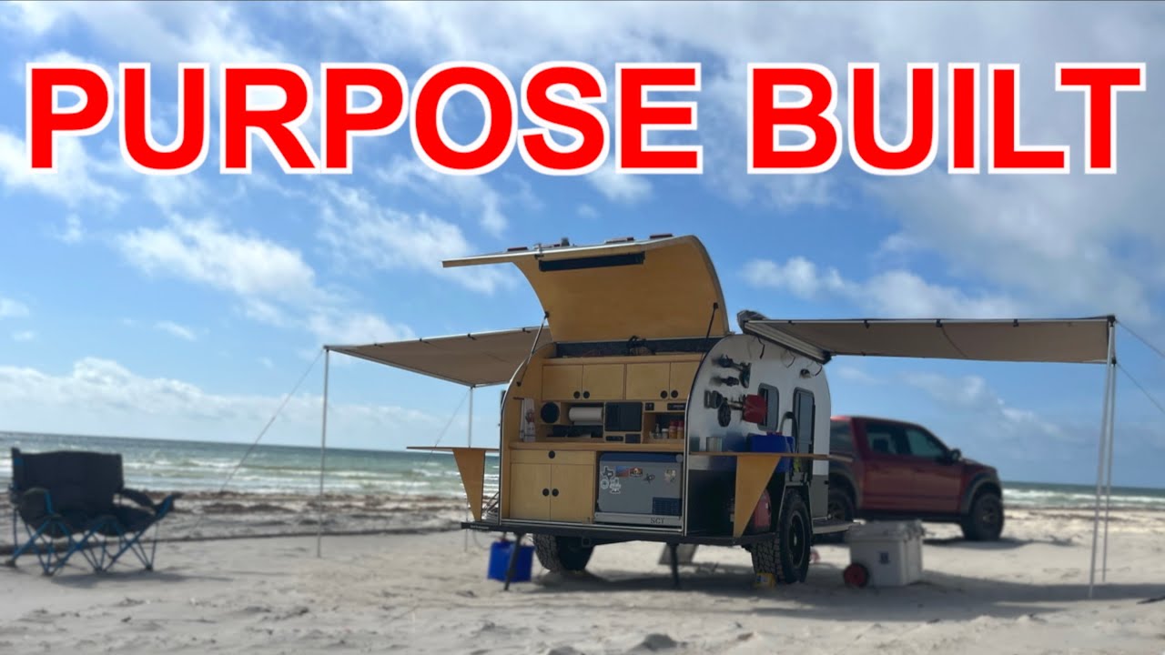 BEACH CAMPING IN HOMEMADE CAMPER - YouTube