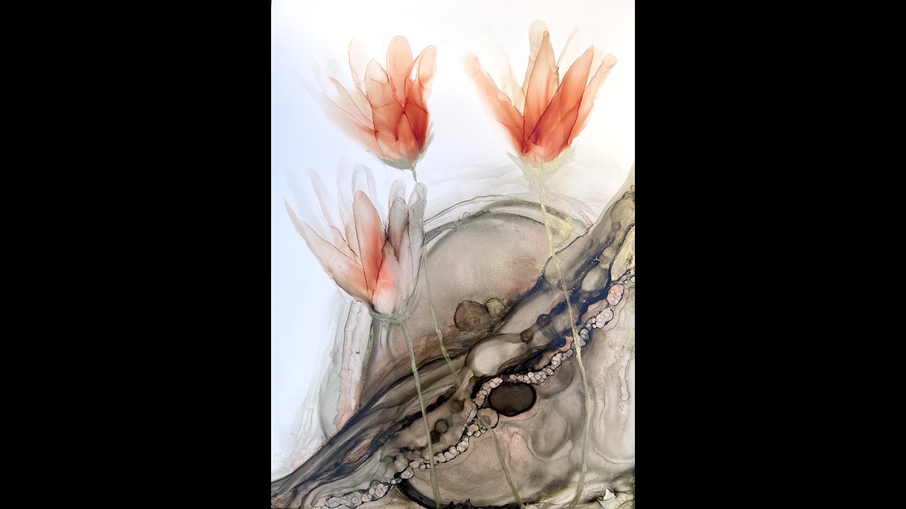 Creating alcohol ink flowers with an airbrush. Alcohol ink art tutorial ...