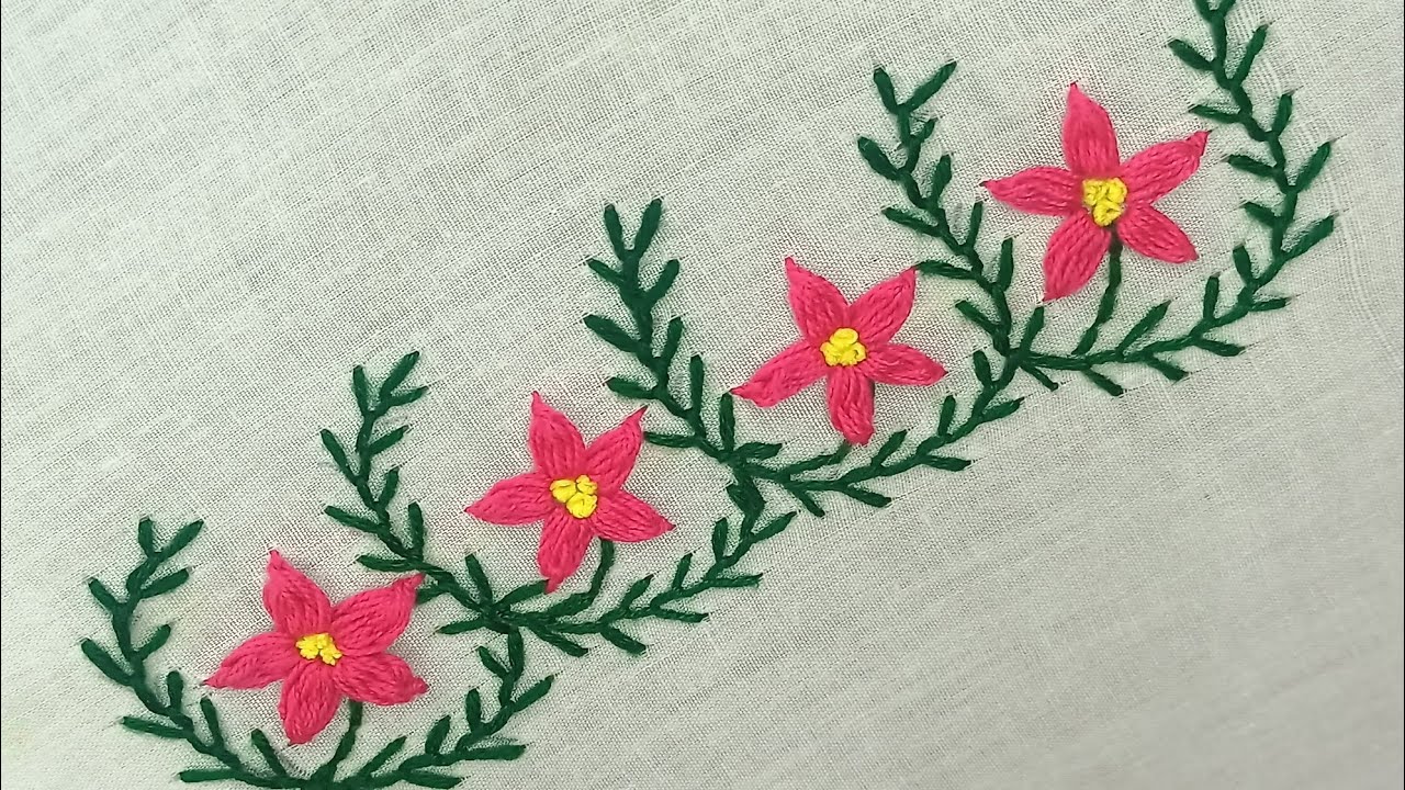 Beautiful borderline design stitching || Easy and simple stitching ...