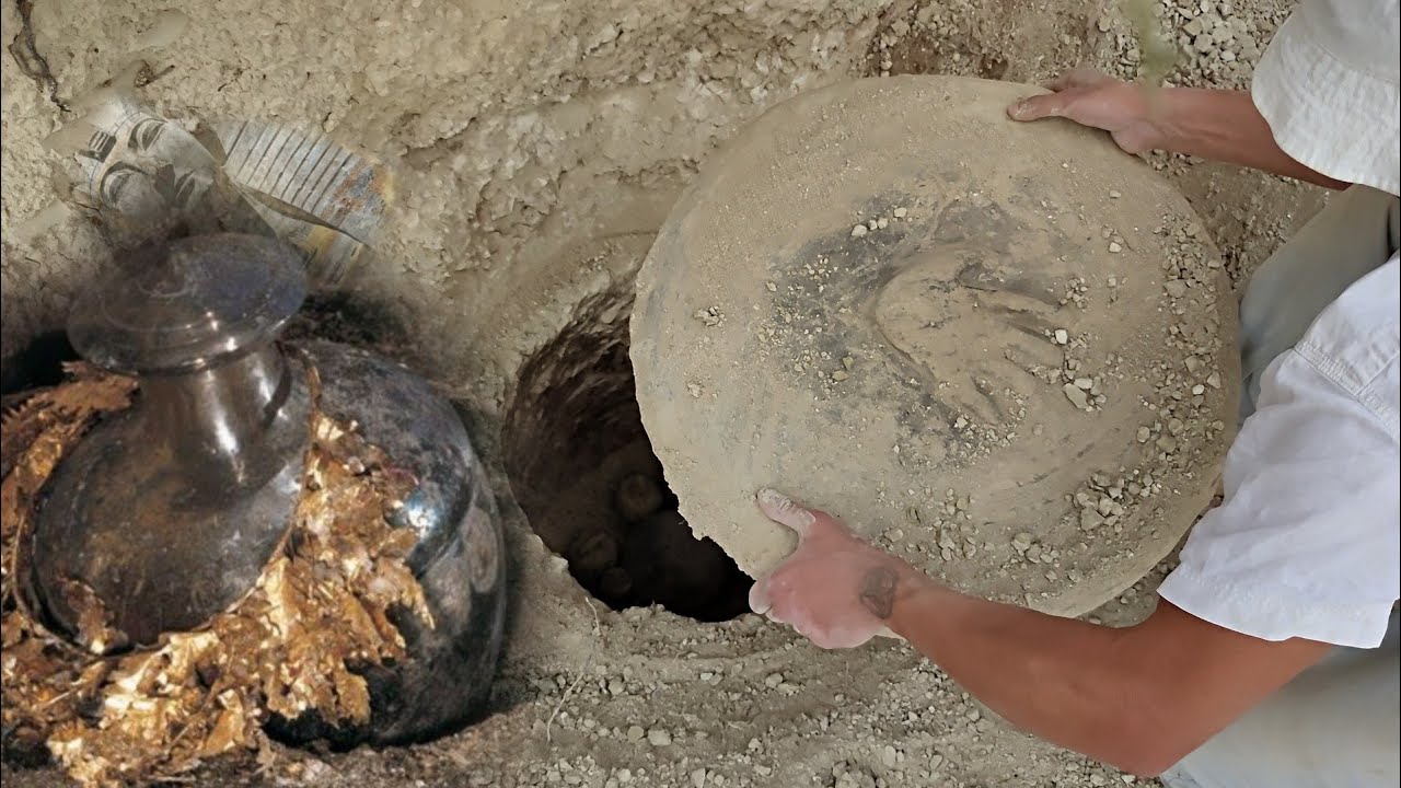 moment We found a cave full of underground treasures with a metal ...