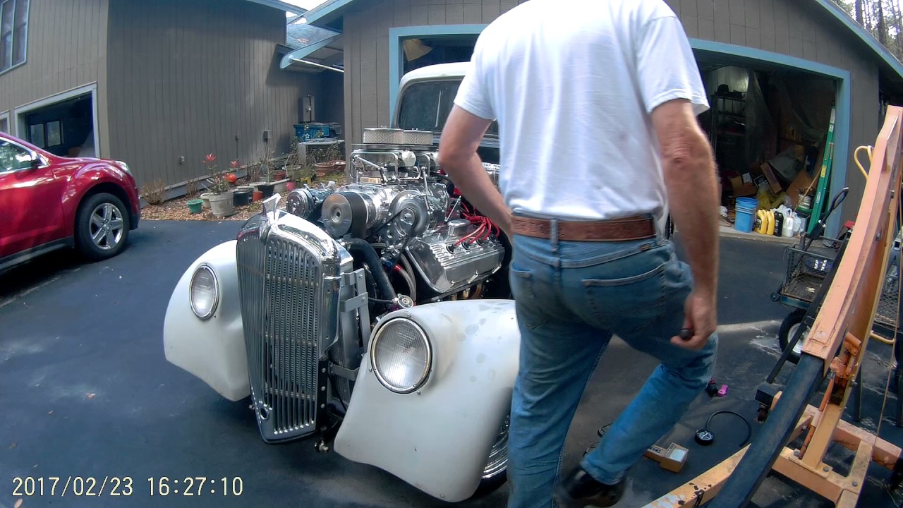 Start Up of 33 Willys with blown 392 Hemi - YouTube