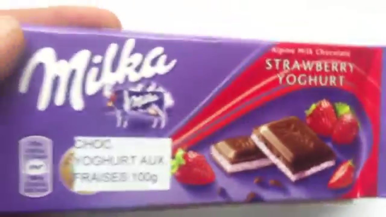 Milka Strawberry Yoghurt bar review - YouTube