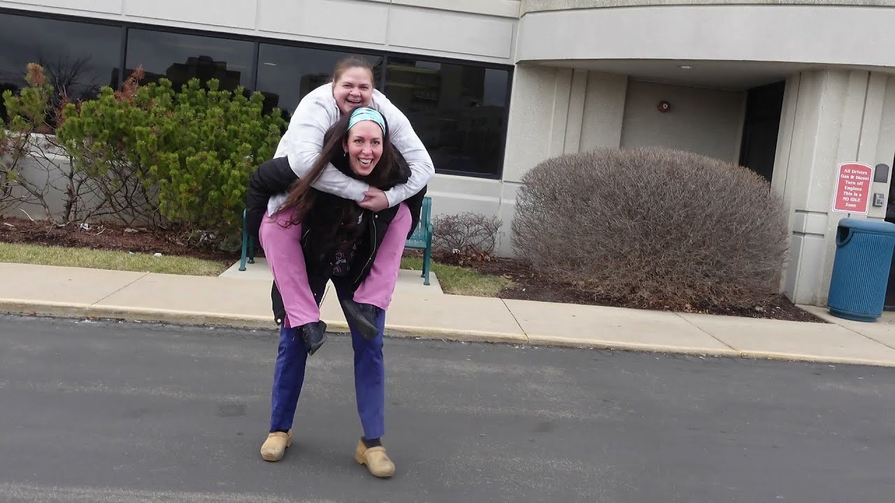 270 pound Lunch Time Piggyback Challenge with Nicole - YouTube
