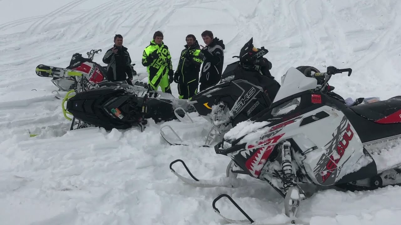 crazy snowmobile Wyoming deep snow drone footage - YouTube