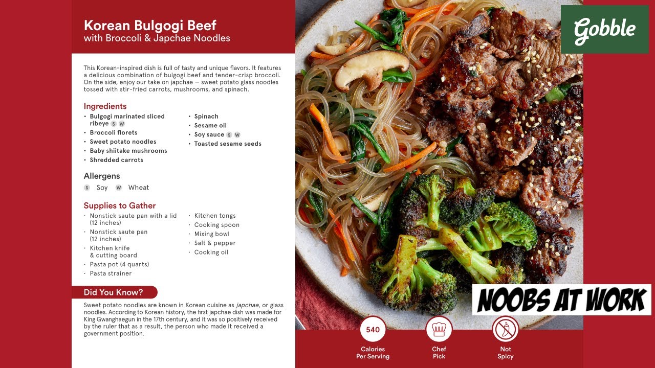 Gobble Review - Korean Bulgogi Beef with Broccoli & Japchae Noodles ...