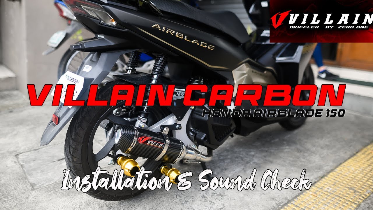 VILLAIN CARBON EXHAUST installed on Honda Airblade 150 - YouTube