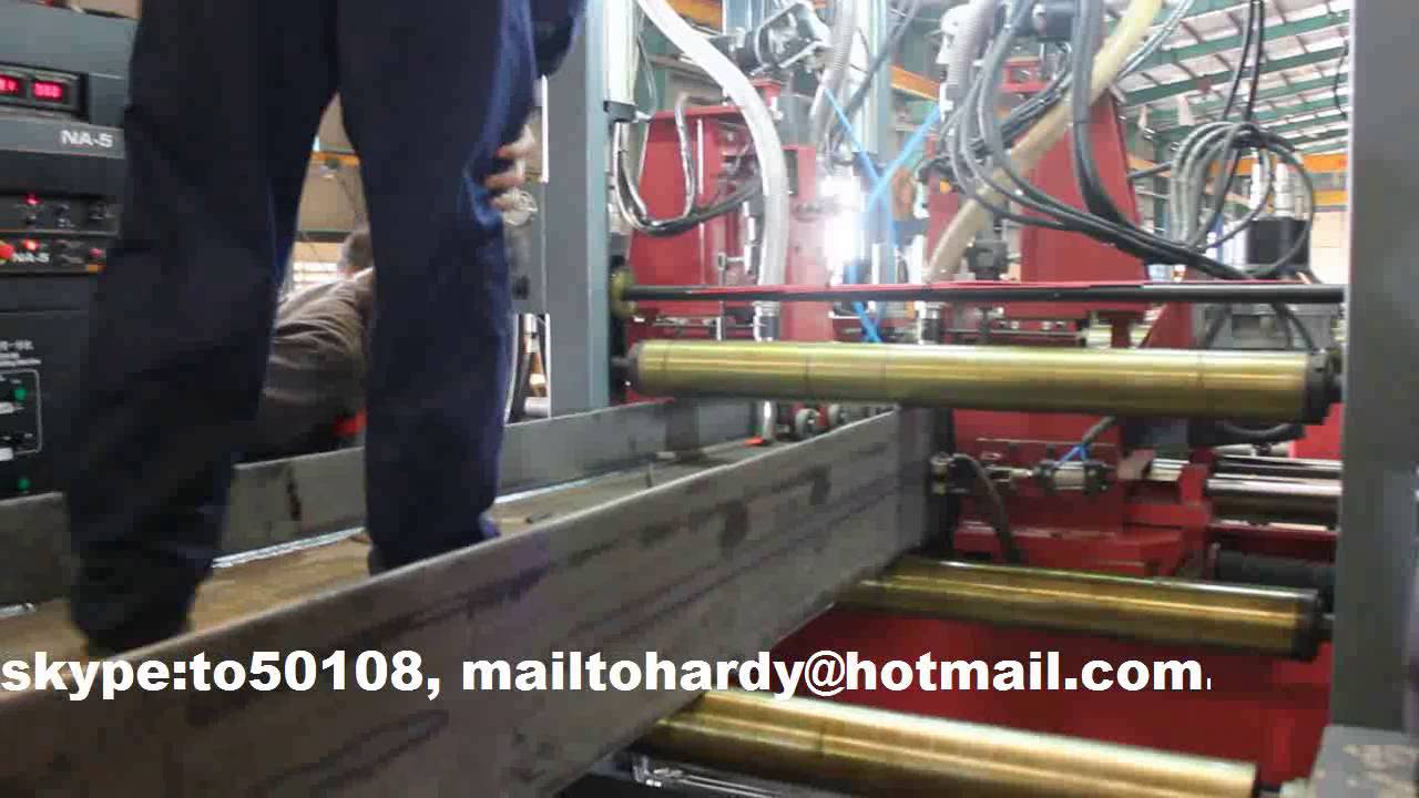 I beam pull through line, I beam welding line - YouTube