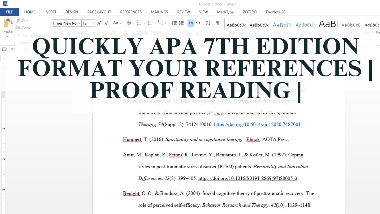 Quickly APA 7th Edition Format your References | Proof Reading | APA ...