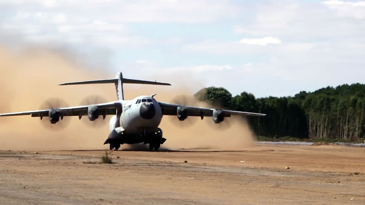 Airbus A400M Unpaved Runway Campaign Woodbridge HD - YouTube