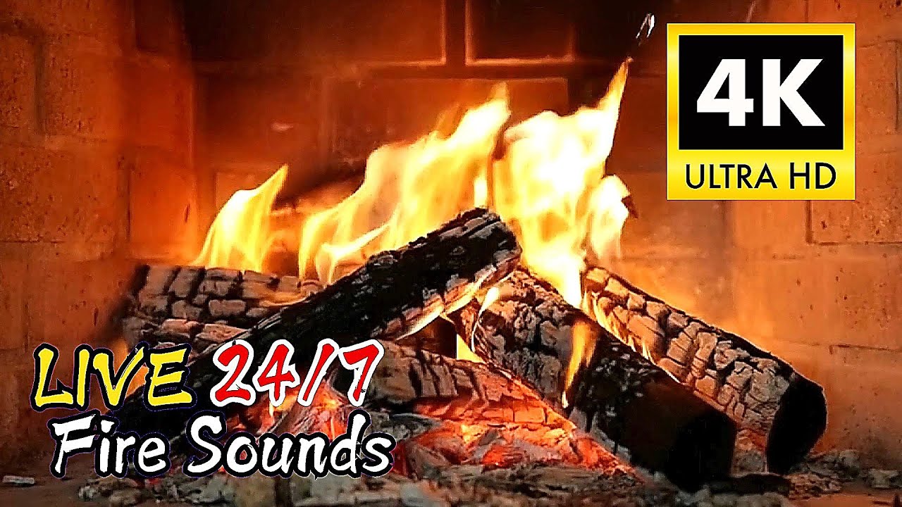 🔥 Relaxing 4K Fireplace Video: 24/7 Live Crackling Fire & Burning Logs ...