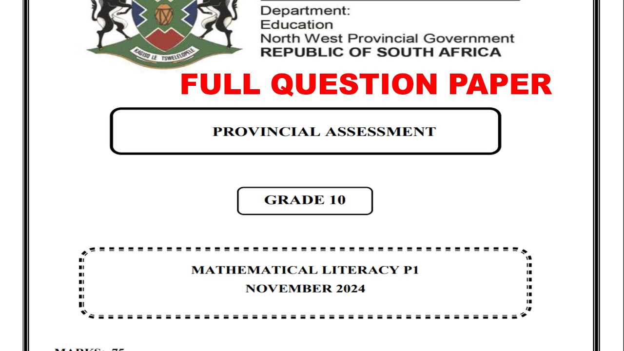 GRADE 10 MATHEMATICAL LITERACY TERM 4 NOVEMBER 2024 PAPER 1 NW - YouTube