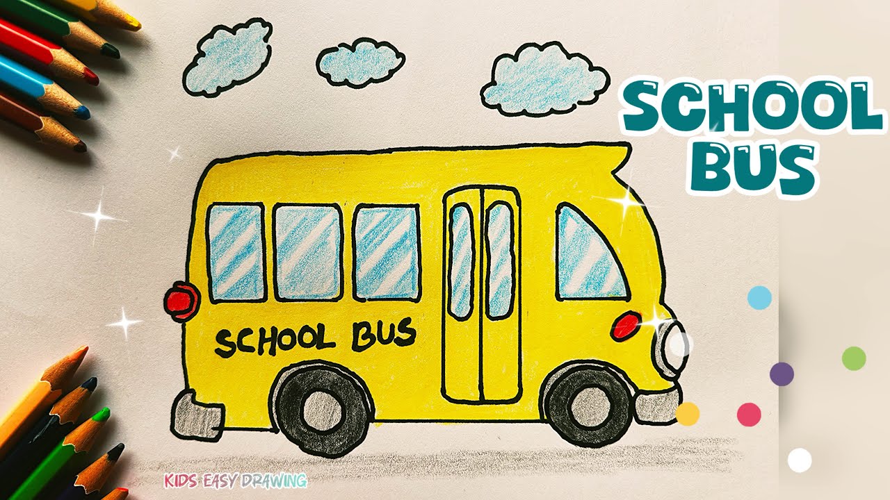 HOW TO DRAW A SIMPLE AND EASY BUS FOR KIDS #KIDS EASY DRAWING - YouTube