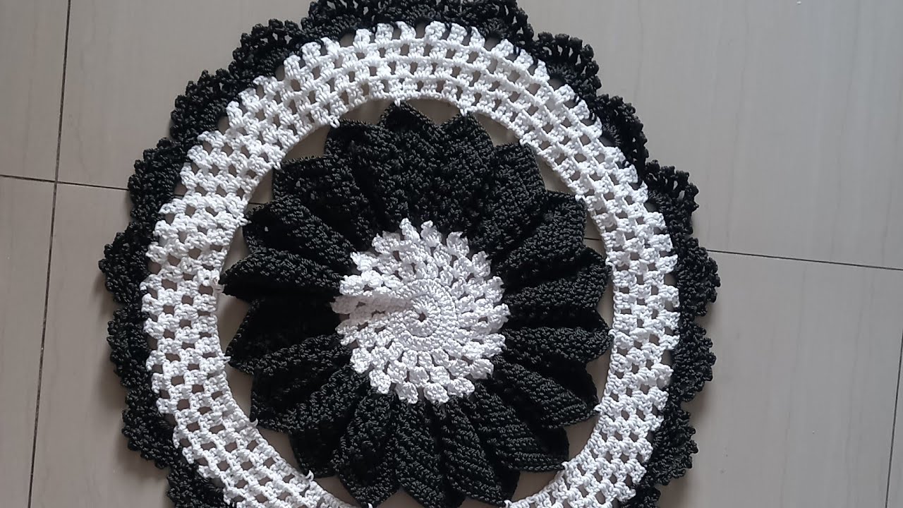 Cara membuat taplak meja rajut bentuk lingkaran yang simple - YouTube