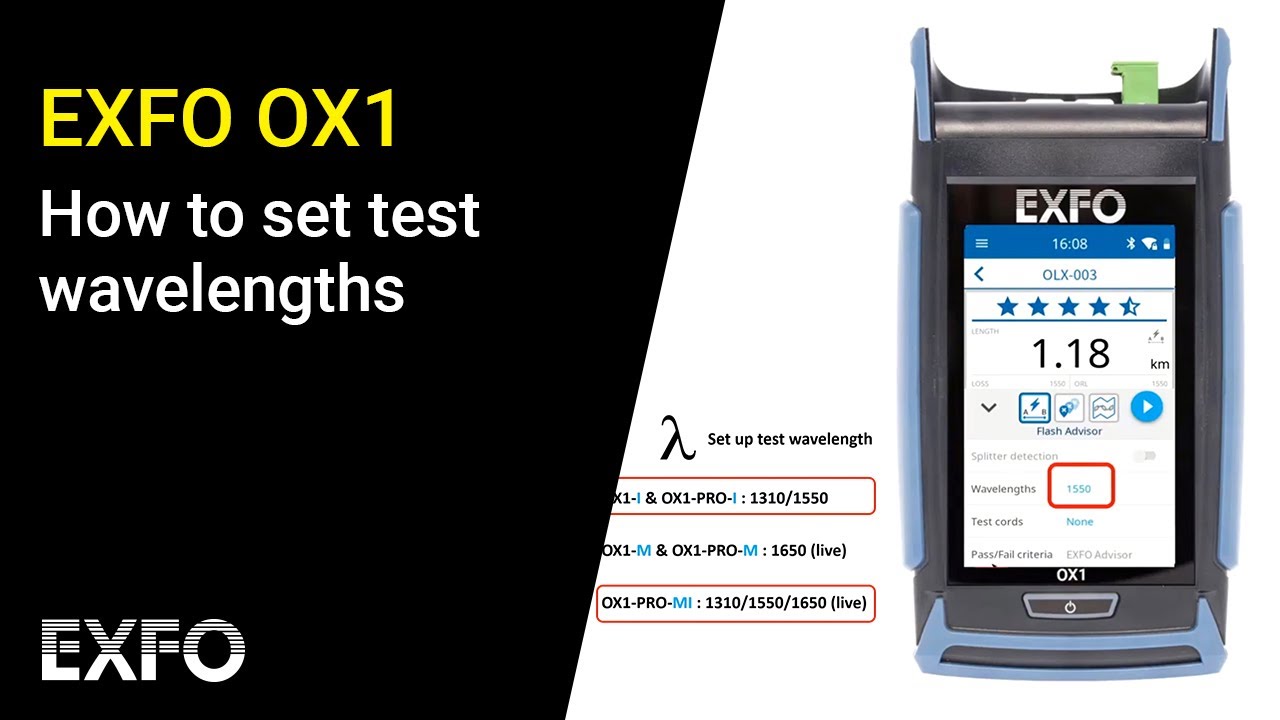 EXFO OX1: How to set test wavelengths - YouTube