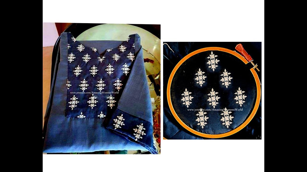 Most Elegant Buti Design with Liq.Embroidery- Same Like Aari/Maggam ...