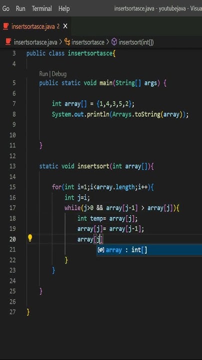 Insertion sort in Ascending order | Insertion sort | Java Programming | @snehacodes7132 - YouTube