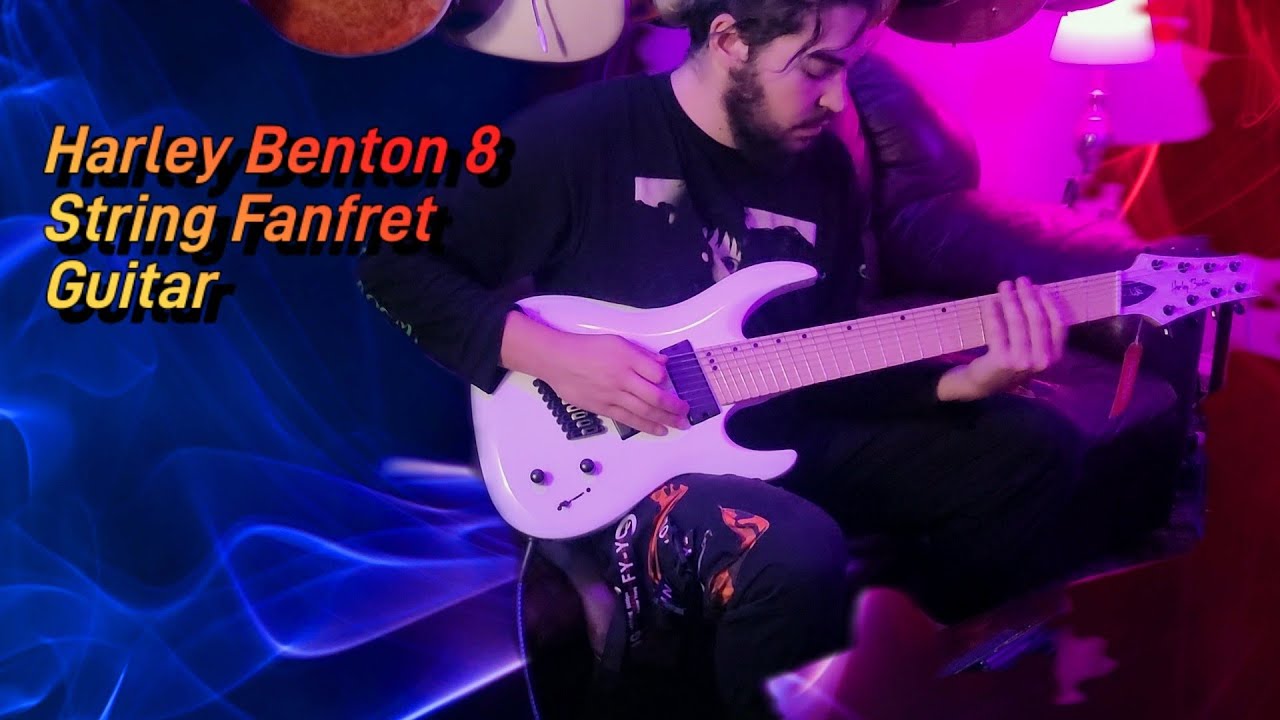 Harley Benton R-458 WH 8 string Fanfret guitar unboxing and review ...
