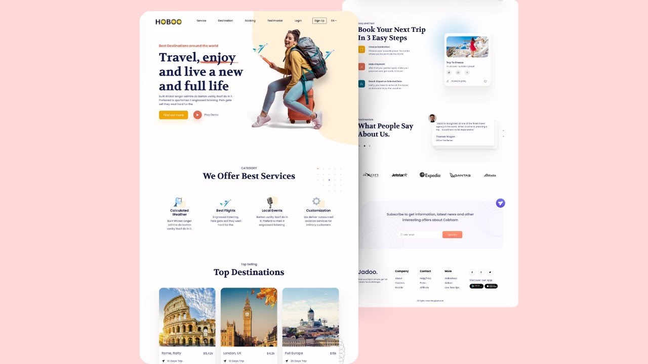 How To Make Website Using HTML CSS Bootstrap and JavaScript | Travel ...