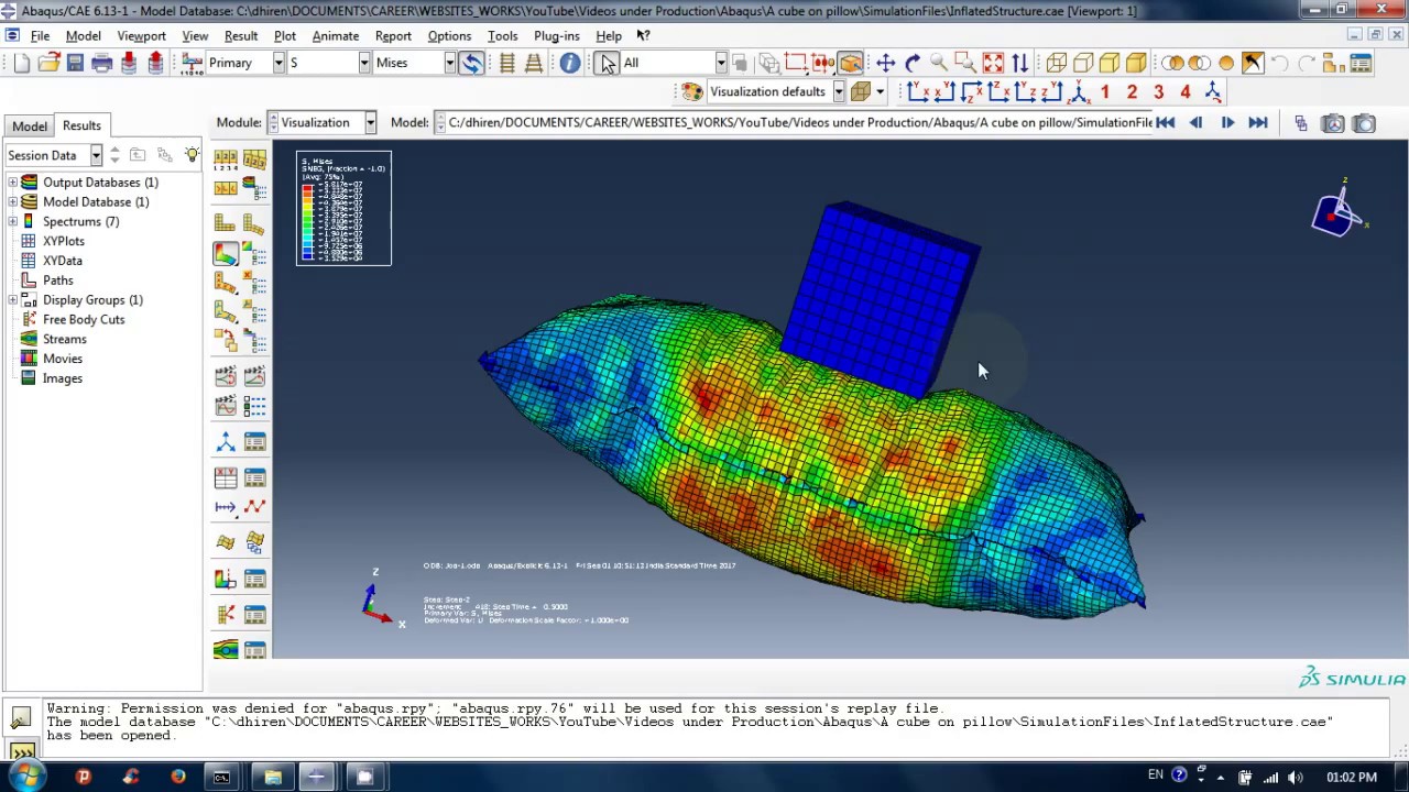 Cube on inflatable bag: FEA using abaqus part 1 - YouTube