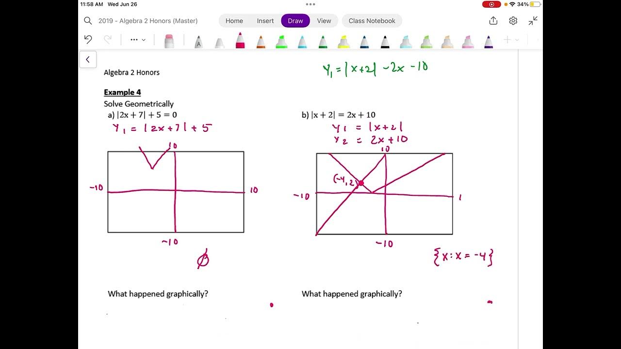 Absolute value equations Notes and Lab - calculator example 4 - YouTube