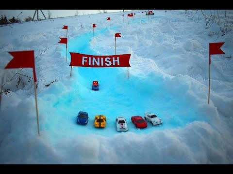 Race in Snow Hot Wheels Cars Toys - YouTube