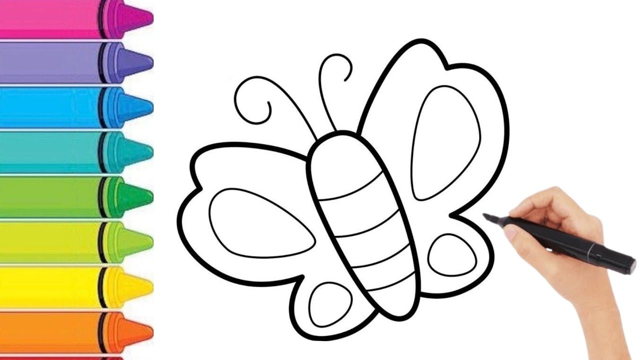 How ti Draw a Butterfly | Kids Drawing and colouring Butterfly | cute ...