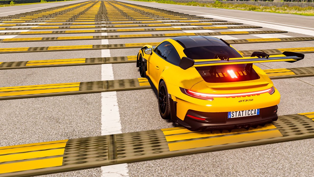 100x Speed Bumps Suspension car test - YouTube