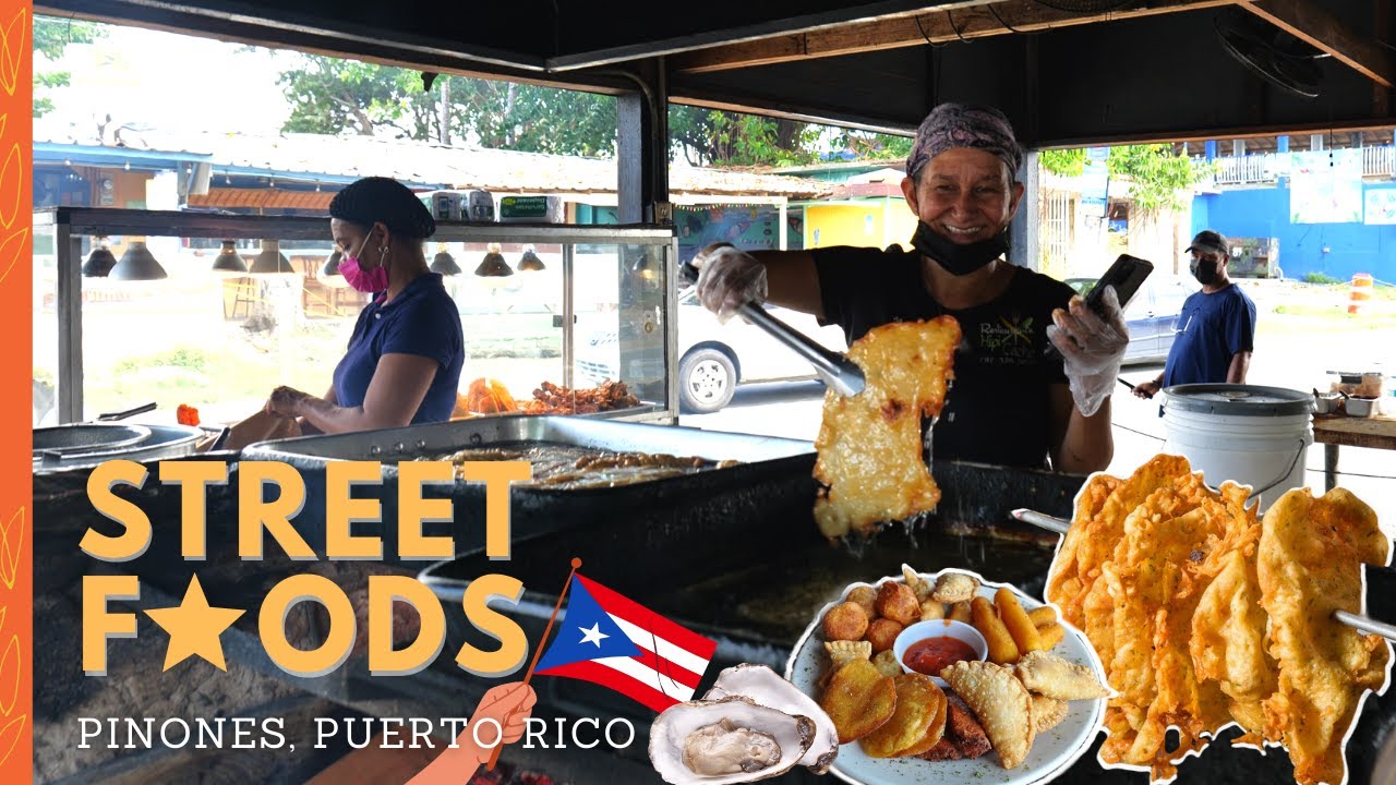 🇵🇷$1 Puerto Rican Street Foods, Giant Cod Fritter & Conch | Pinones ...