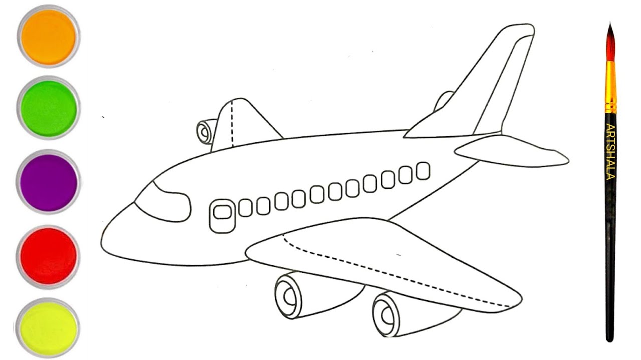 Airplane Drawing Video for Kids | How to Draw and Paint Airplane Easy ...