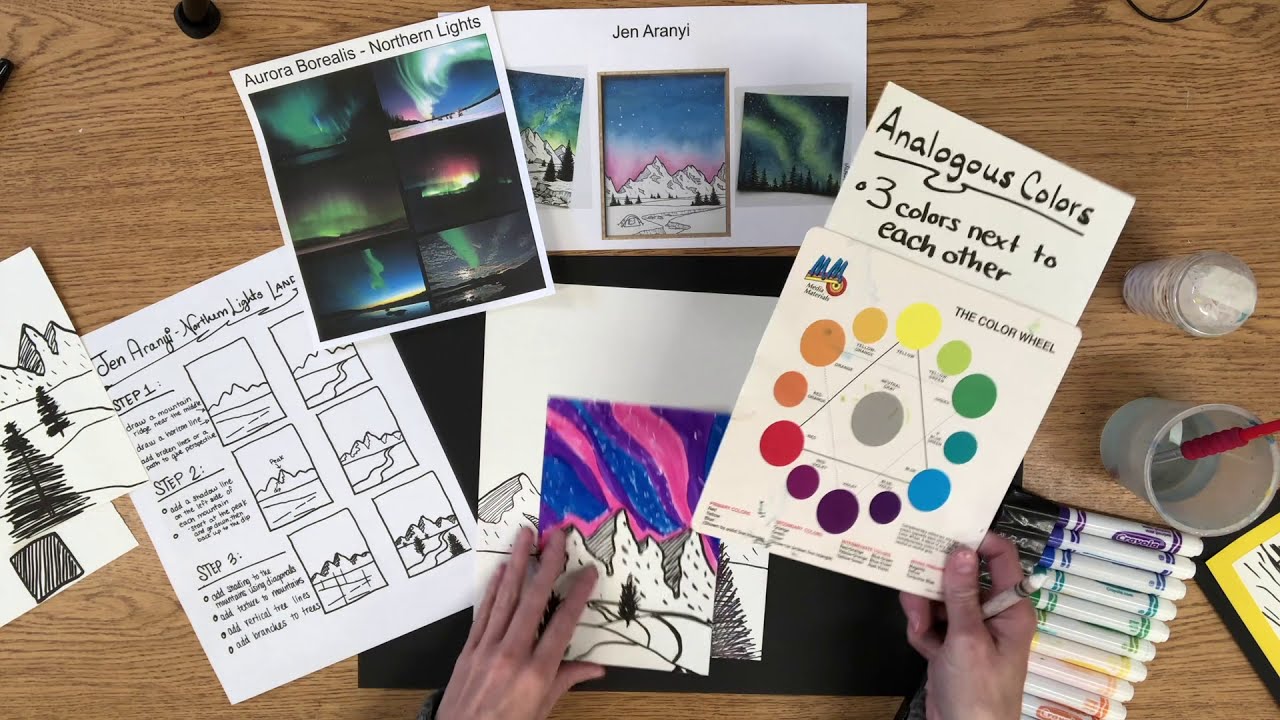 Grade 3 Northern Lights Art Lesson 10 - YouTube