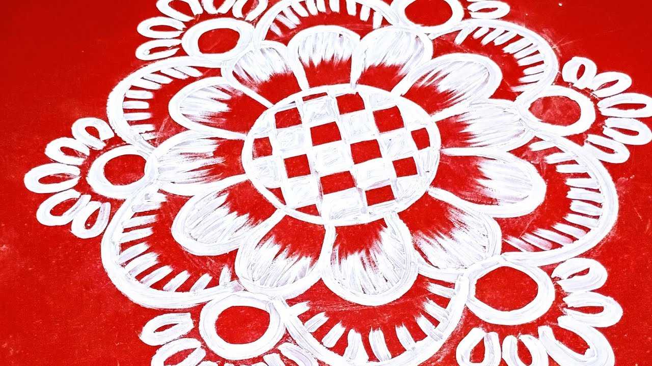 Round Shape Bahut Sundar Alpona Design // Easy and Simple Alpona Design ...