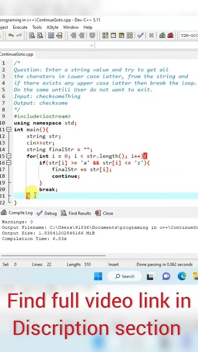 demo on Continue Break, goto label in C/C++ | #demo on break | #trending #viral #shorts - YouTube