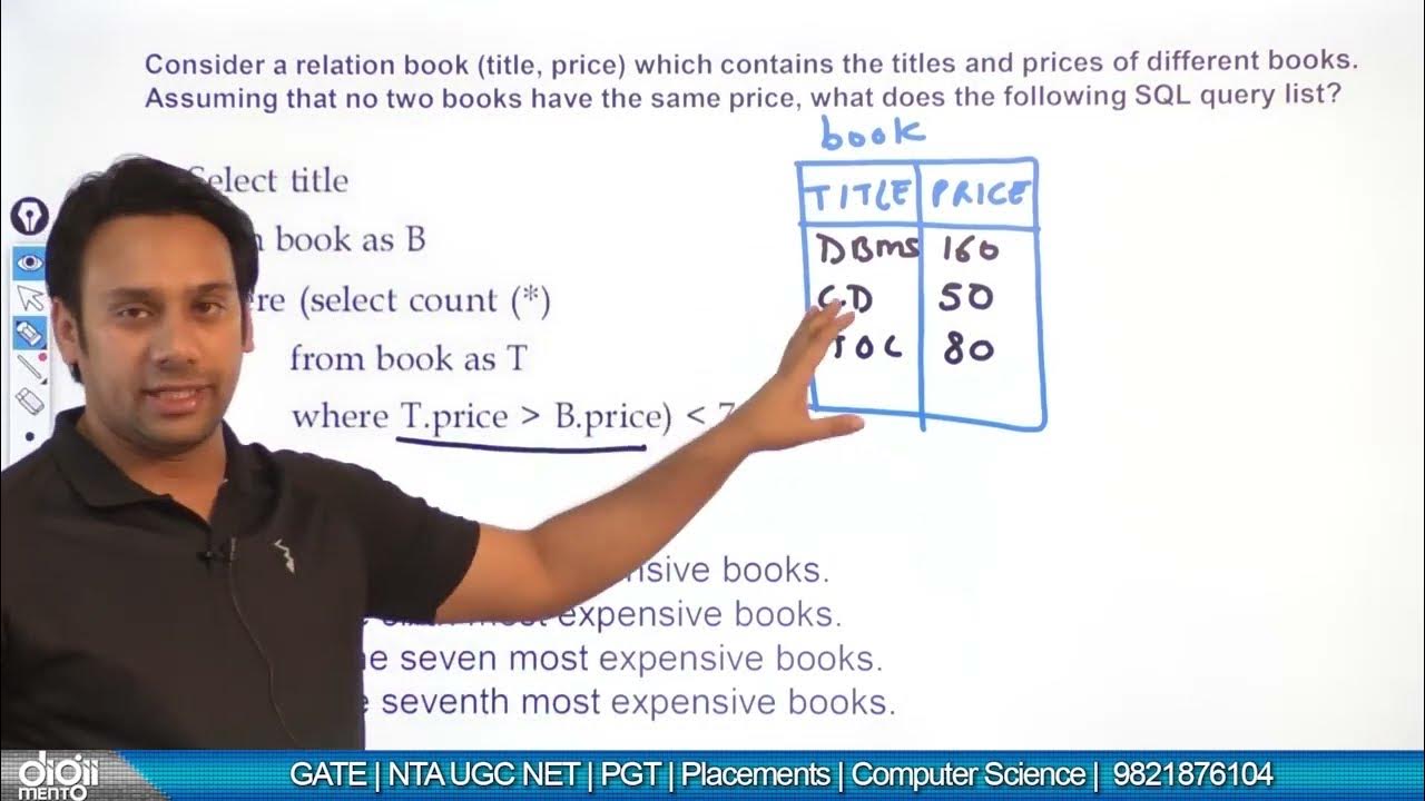 SQL PYQs | NTA NET Computer Science | UGC NET CS 2018 July – II | Question 62 - YouTube