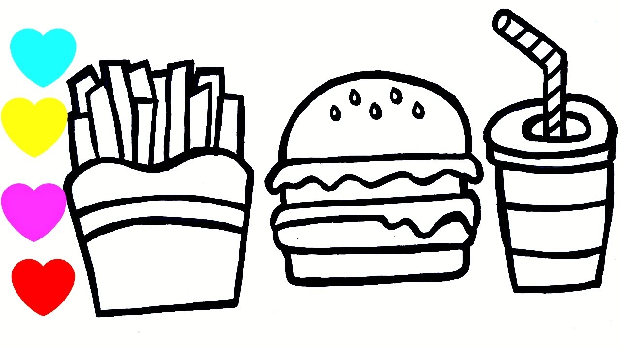 Fast Food Drawing || Pizza 🍕 Burger 🍔 coke 🥤 - YouTube