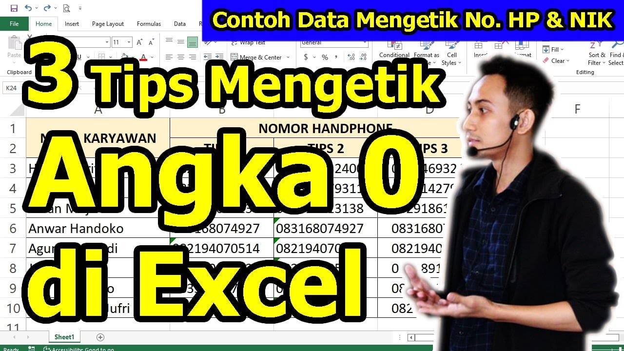 3 TIPS MENGETIK ANGKA 0 DI EXCEL - YouTube