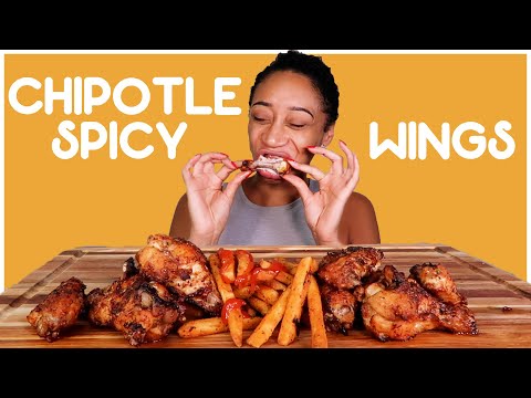 SPICY CHIPOTLE WINGS AND FRIES MUKBANG