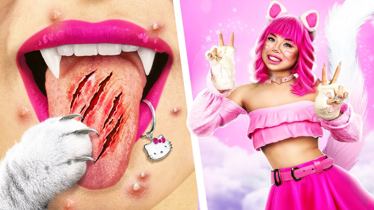 From Nerd To Hello Kitty / Extreme Makeover with Gadgets from Tik Tok - YouTube