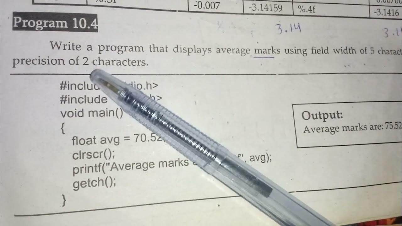 C program series - display average marks using field width of 5 ...