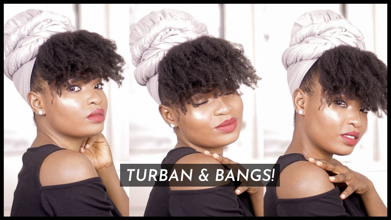 Easy Turban Wrap and Curly Bangs | Feyisetan - YouTube