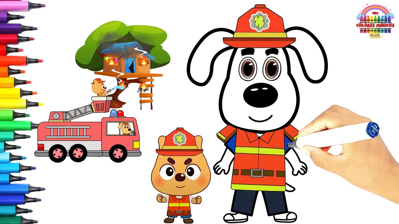 👨‍🚒🔥DIBUJA Y COLOREA A SHERIFF LABRADOR 🚒⛑️👮‍♂️👷 PRUEBA DE TRABAJO CON ...
