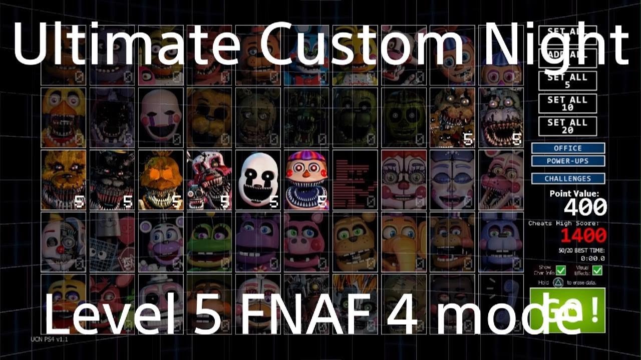Ultimate Custom Night | Level 5 FNAF 4 mode - YouTube