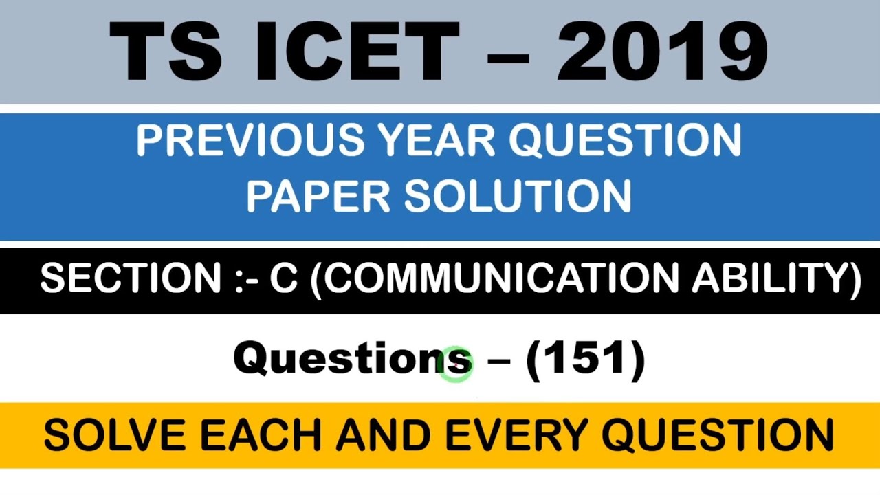 TS ICET 2019 PREVIOUS YEAR QUESTION PAPER ENGLISH, COMMUNICATION SKILLS ...