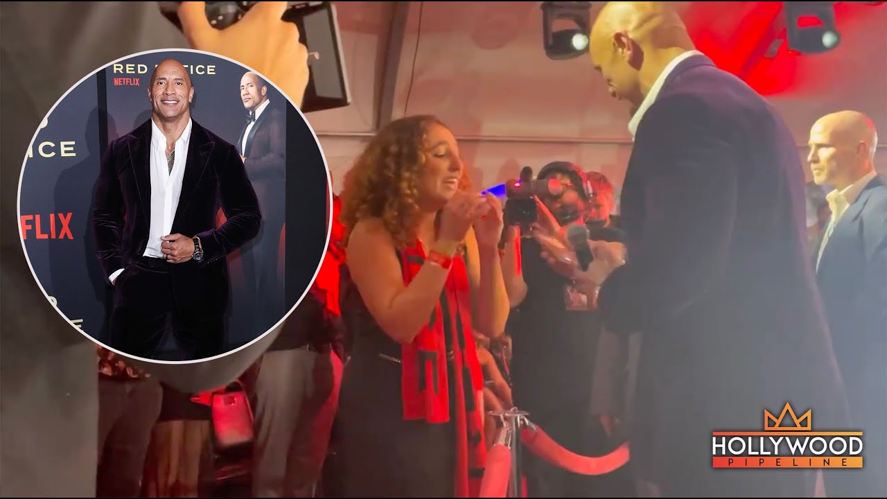 Dwayne 'The Rock' Johnson STOPS for emotional fan in Los Angeles - YouTube