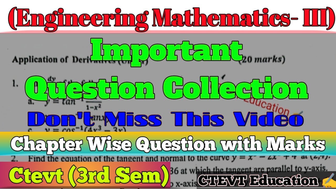 Mathematics Important Question Collection | Ctevt 3rd sem maths ...