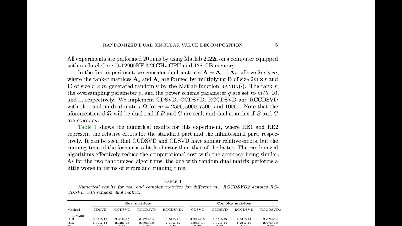 Randomized dual singular value decomposition - ArXiv:2407.16925 - YouTube