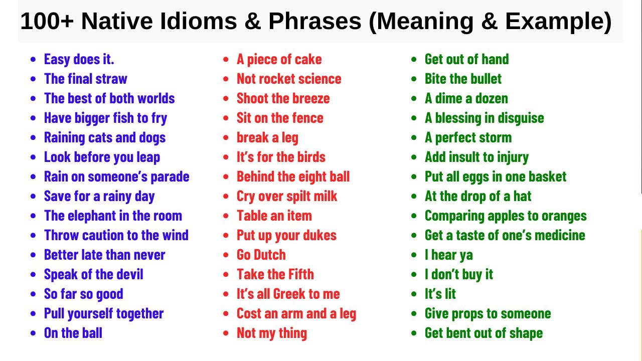 100+ Native English Idioms and Phrases | Most Common American and ...