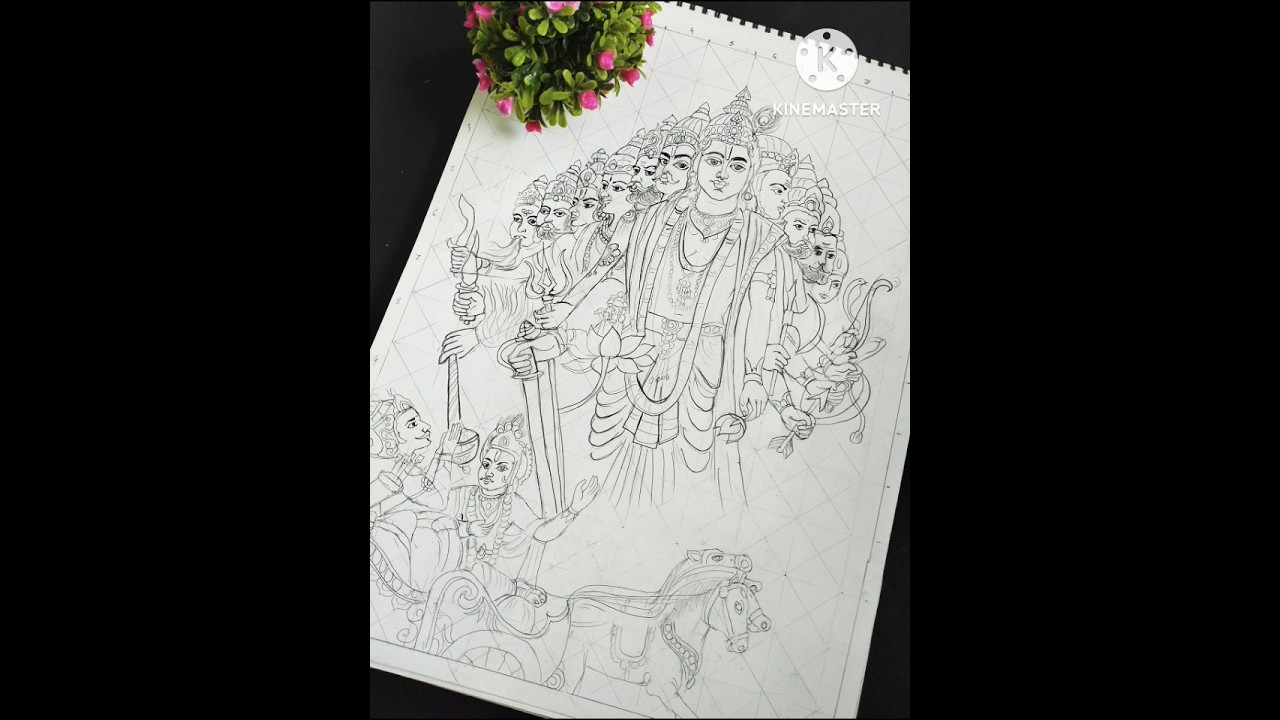 shri krishna vishwaroop drawing🔥🔥||#krishna #drawing #shorts - YouTube