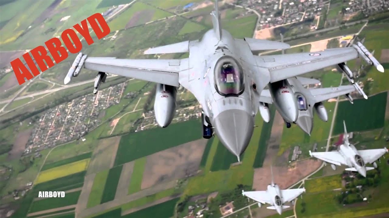 F-16 & Eurofighter Formation Flight - YouTube