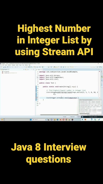 Highest Number in lnteger List by using Stream API || Java 8 interview Questions - YouTube